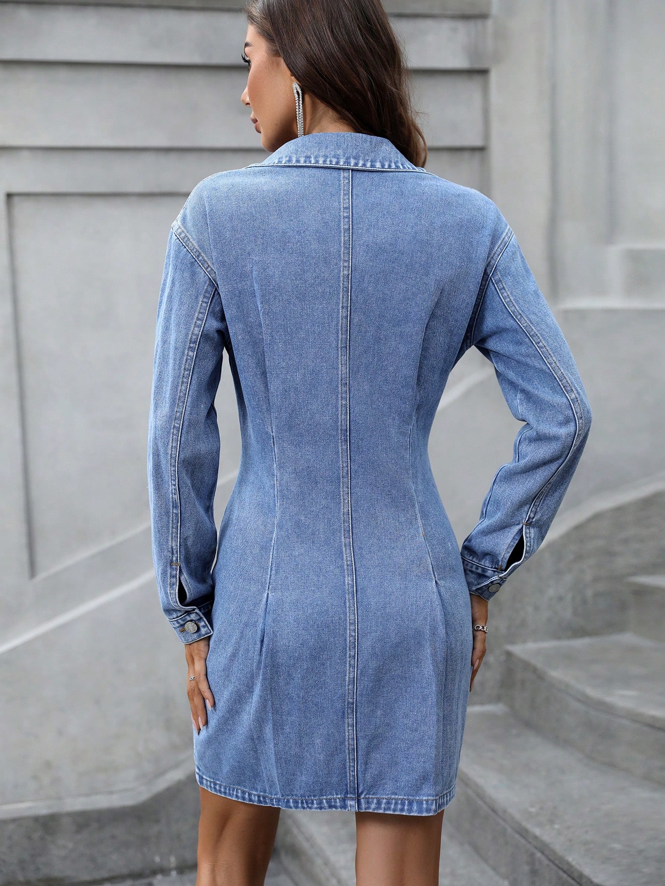 SHEIN BAE Drop Shoulder Button Front Denim Dress | SHEIN USA