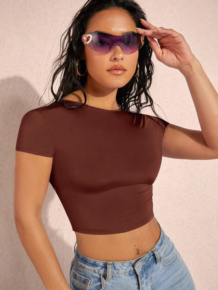 Shein Bae Solid Fitted Tee