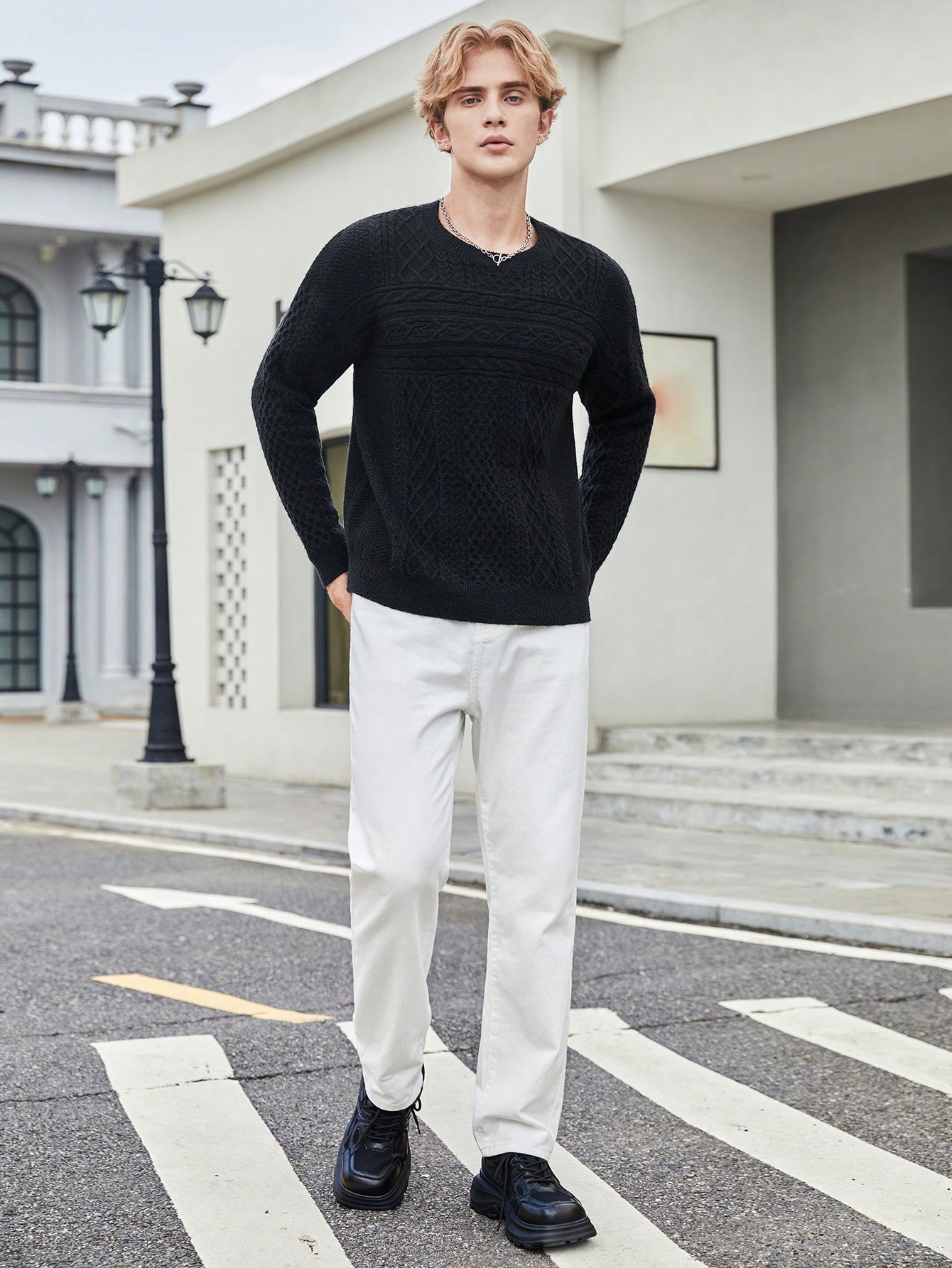 Manfinity Hypemode Men Solid Cable Knit Sweater | SHEIN USA