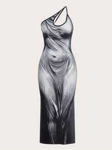 Sweetina Body Heat Map Print One Shoulder Dress | SHEIN USA