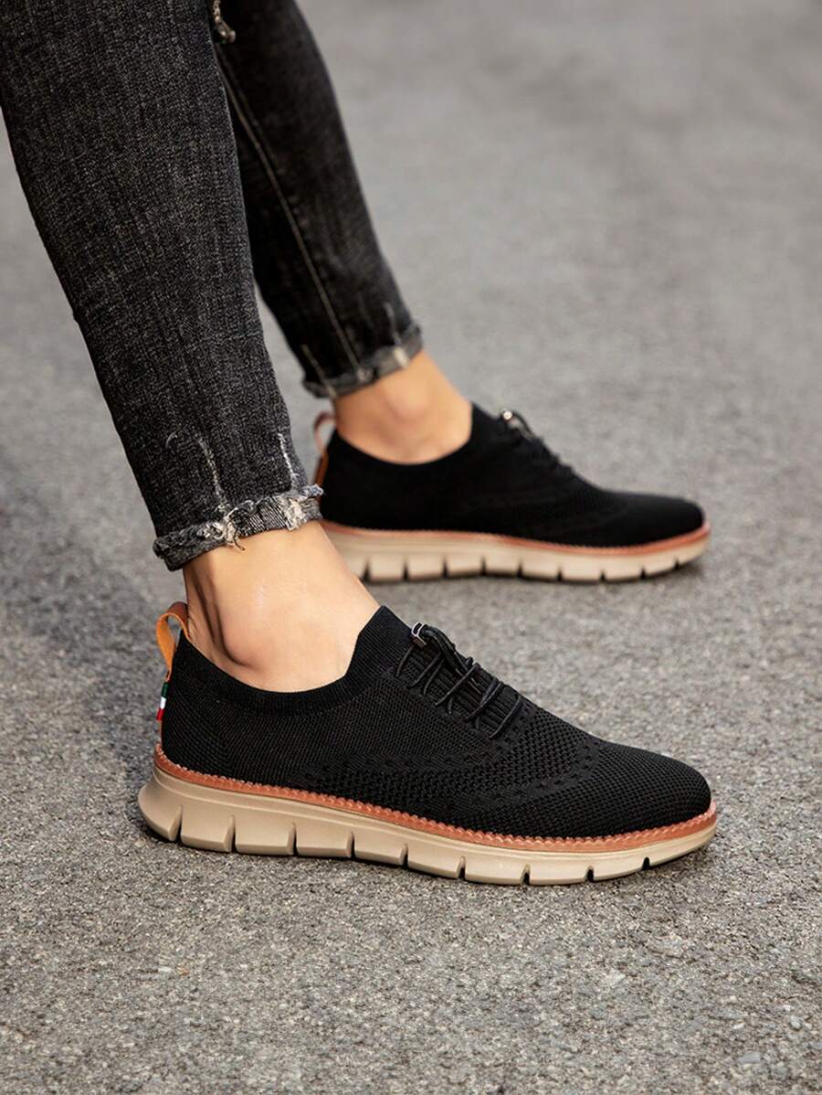 Autumn Winter Plus Size Knit Sport Casual Shoes For Men, Wingtip Oxford ...