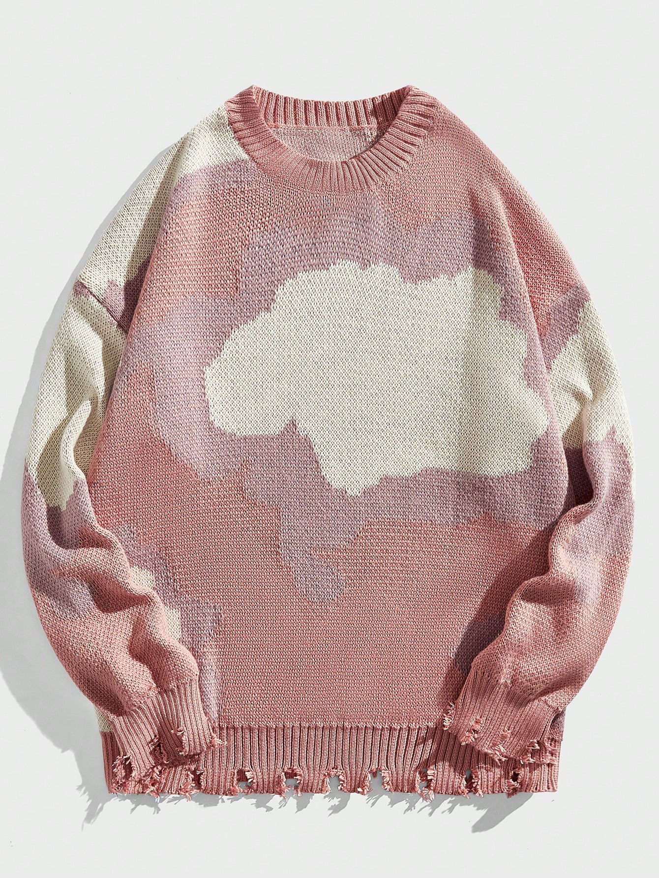 ROMWE Street Life Hombres Suéter roto con patrón de nube