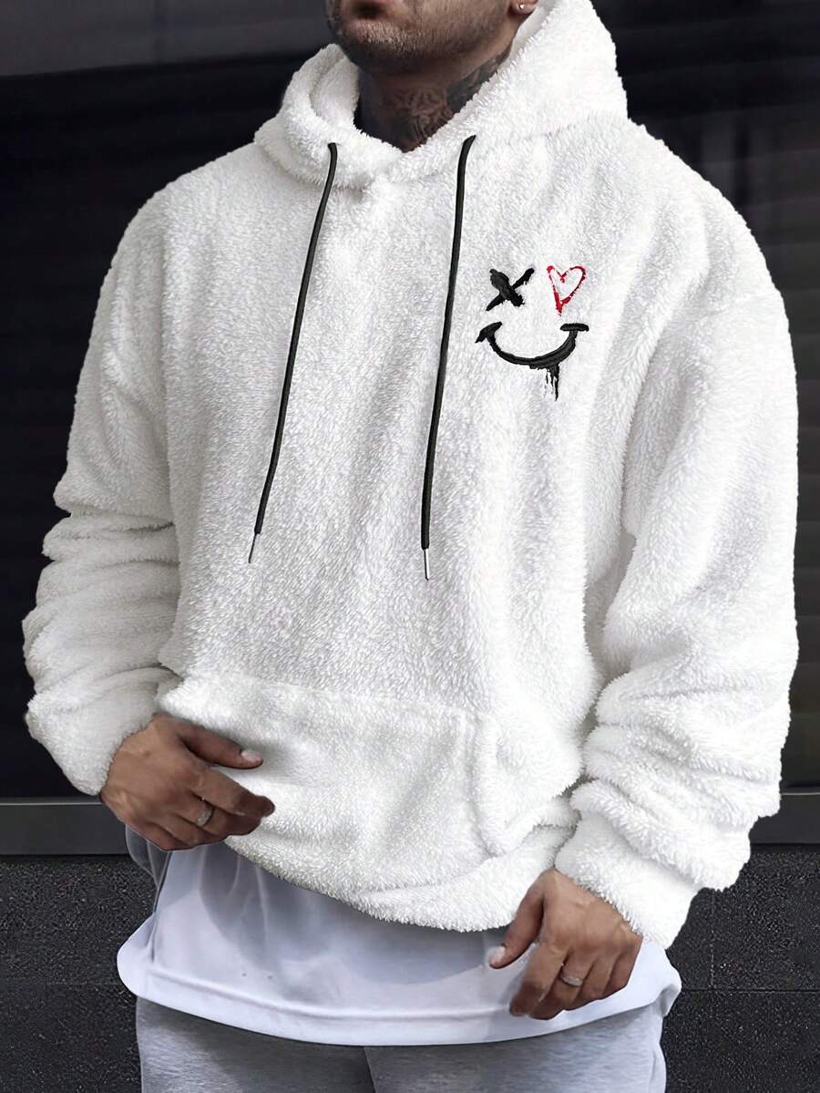 Manfinity Homme Loose Fit Men's Cartoon Embroidered Kangaroo Pocket ...