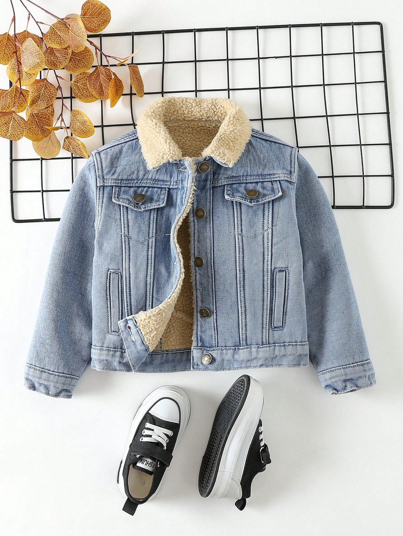 Young Boy Borg Collar Teddy Lined Denim Jacket | SHEIN USA