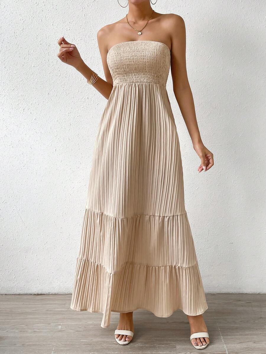 Calvaya Solid Ruffle Hem Tube Dress | SHEIN USA