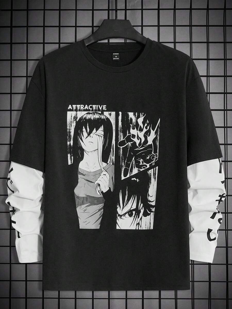 Manfinity RebelGame Manfinity EMRG Loose Fit Men's Japanese Letter ...