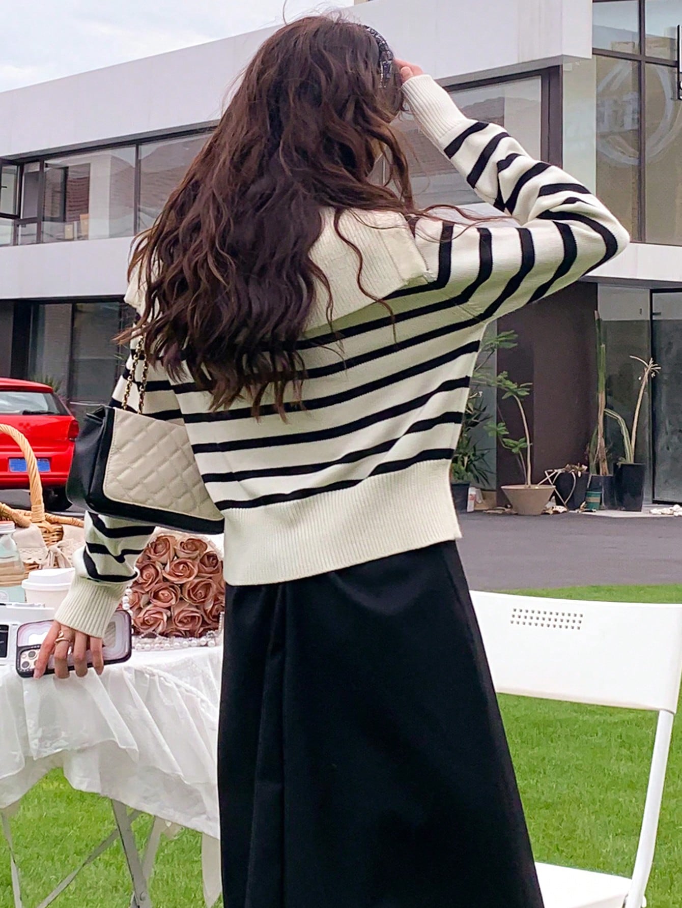 Striped Pattern Sailor Collar Sweater | SHEIN USA