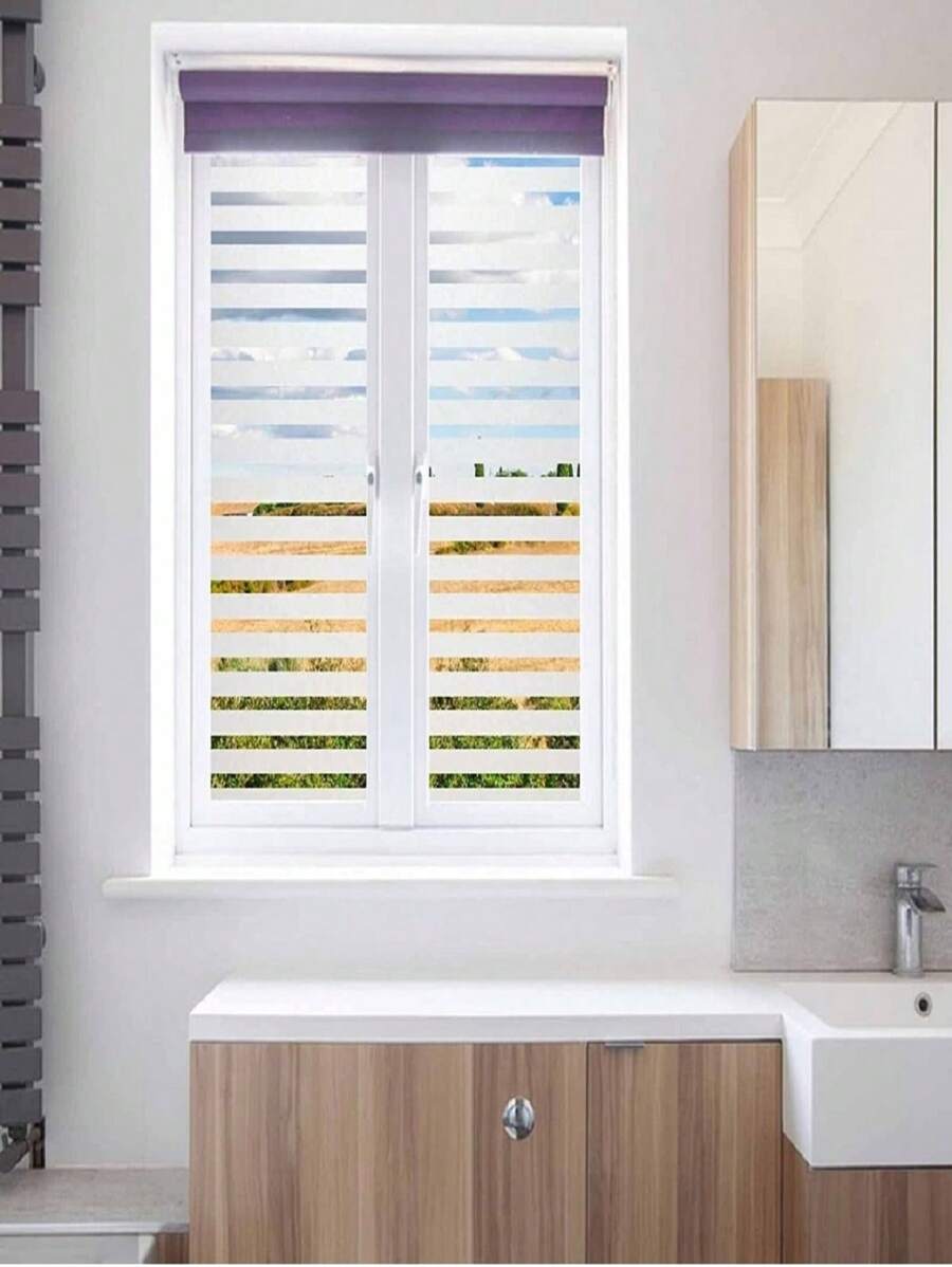 1pc Striped Frosted Glass Sticker,Non-Adhesive Static Cling Window Film ...