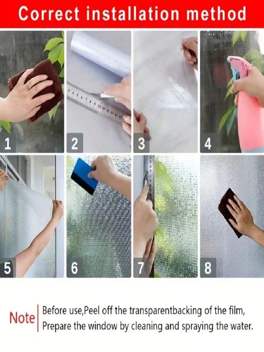 1pc Striped Frosted Glass Sticker,Non-Adhesive Static Cling Window Film ...