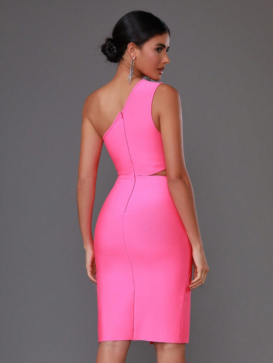 Modphy One Shoulder Cut Out Split Thigh Dress | SHEIN USA