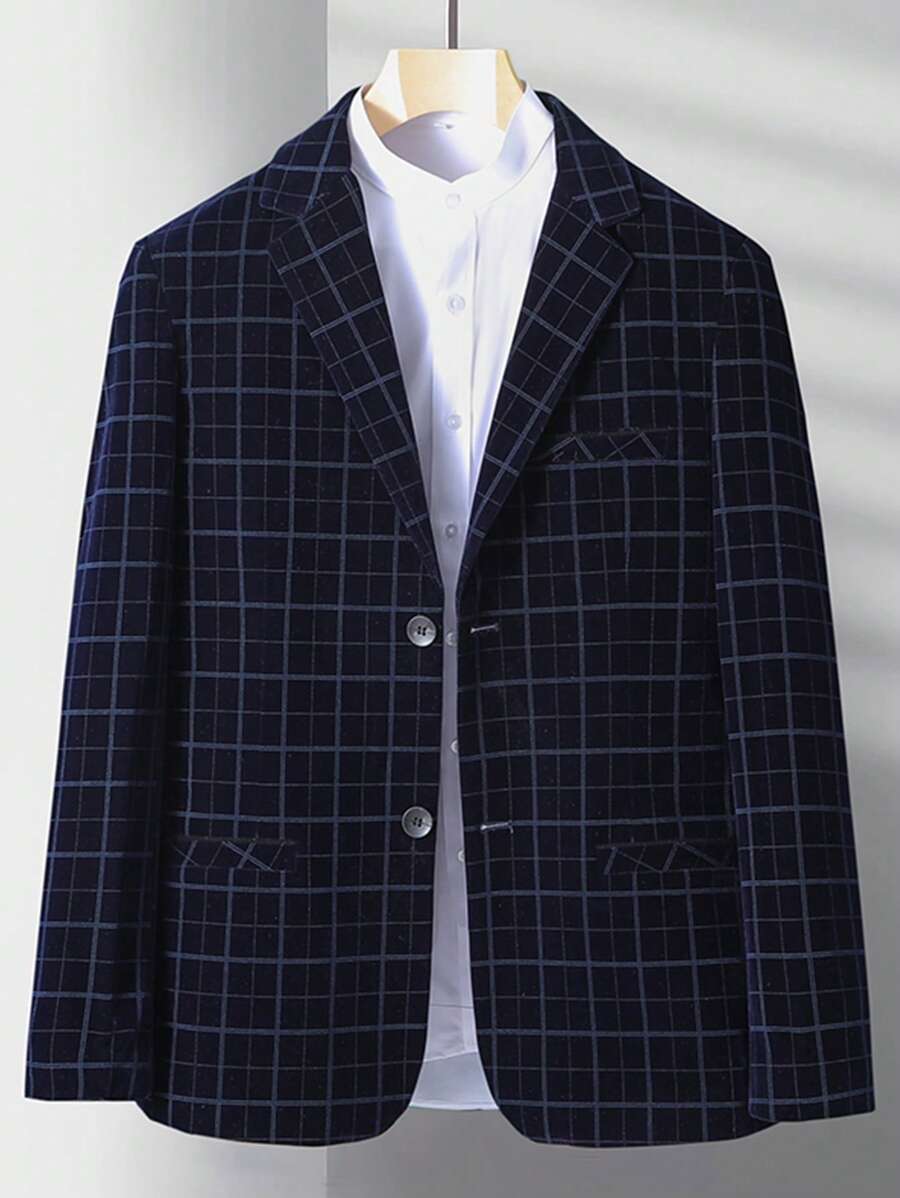 Men Plaid Print Lapel Neck Blazer Without Shirt | SHEIN USA