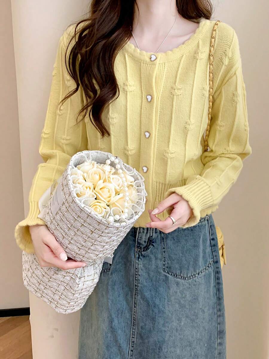 Solid Button Front Cardigan | SHEIN USA
