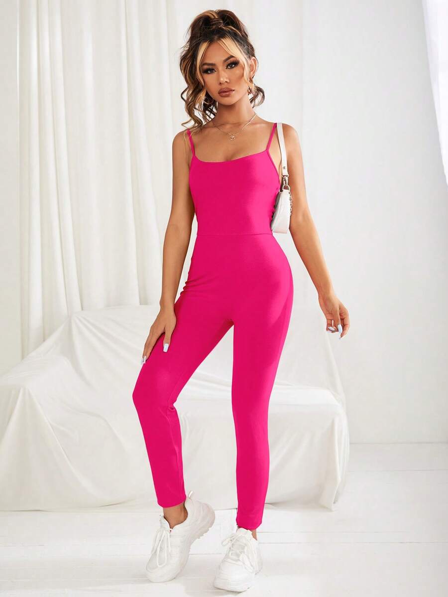 SHEIN Essnce Solid Cami Unitard Jumpsuit | SHEIN USA