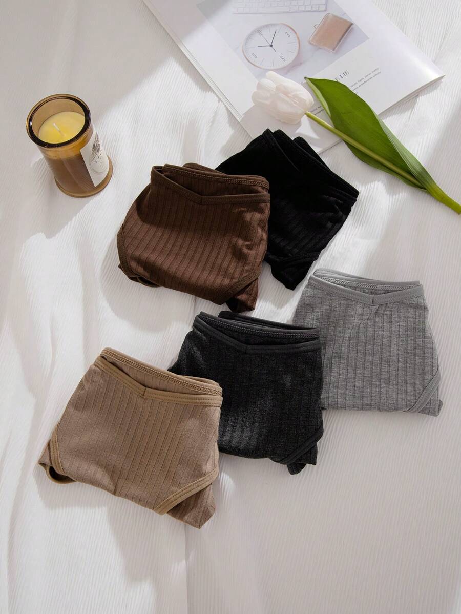 Shein Underwear&Sleepwear Basics 5pack Solid Ribbed Knit Brief for Sale Australia| New ...
