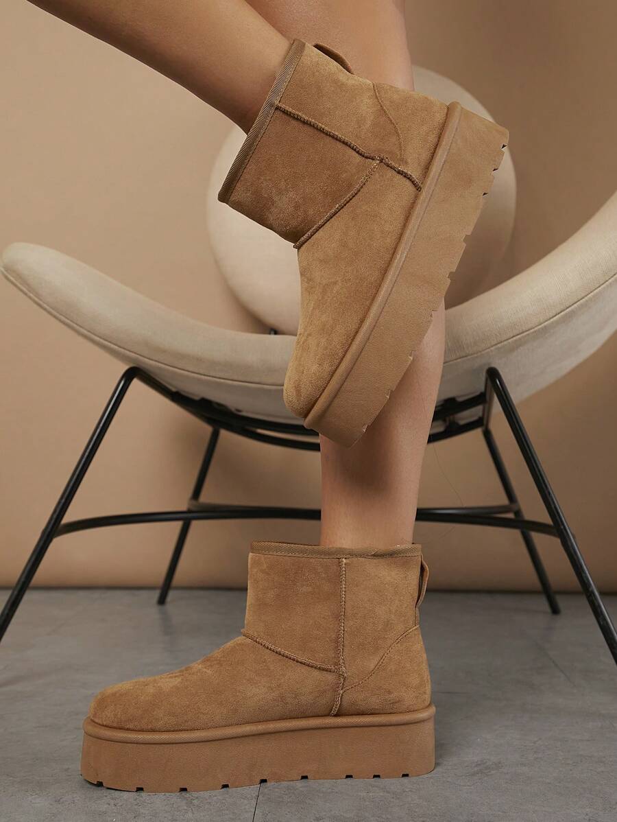 SHUZIA Women's Pull-On Faux Suede Flatform Booties For Fall Winter New ...