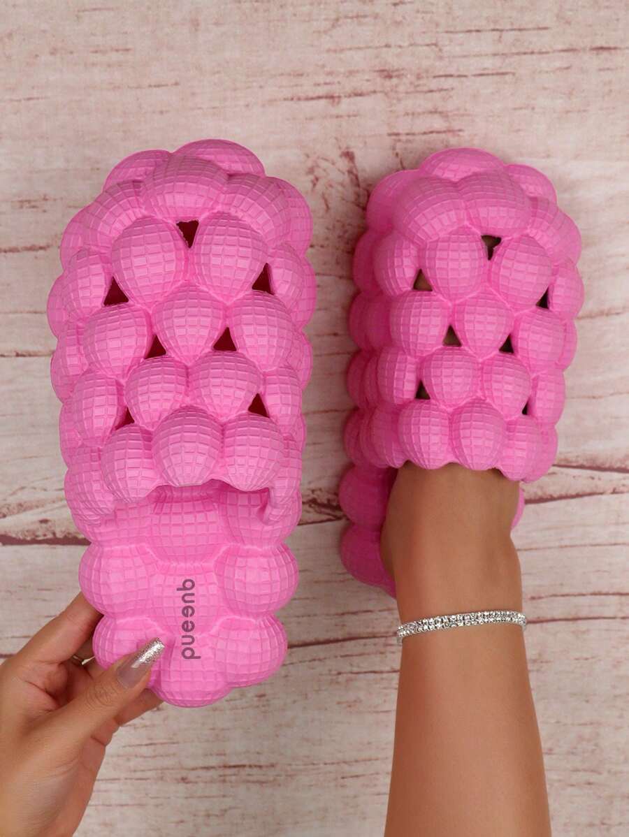 pueenb Neon Pink Hollow Out Vented Clogs | SHEIN USA