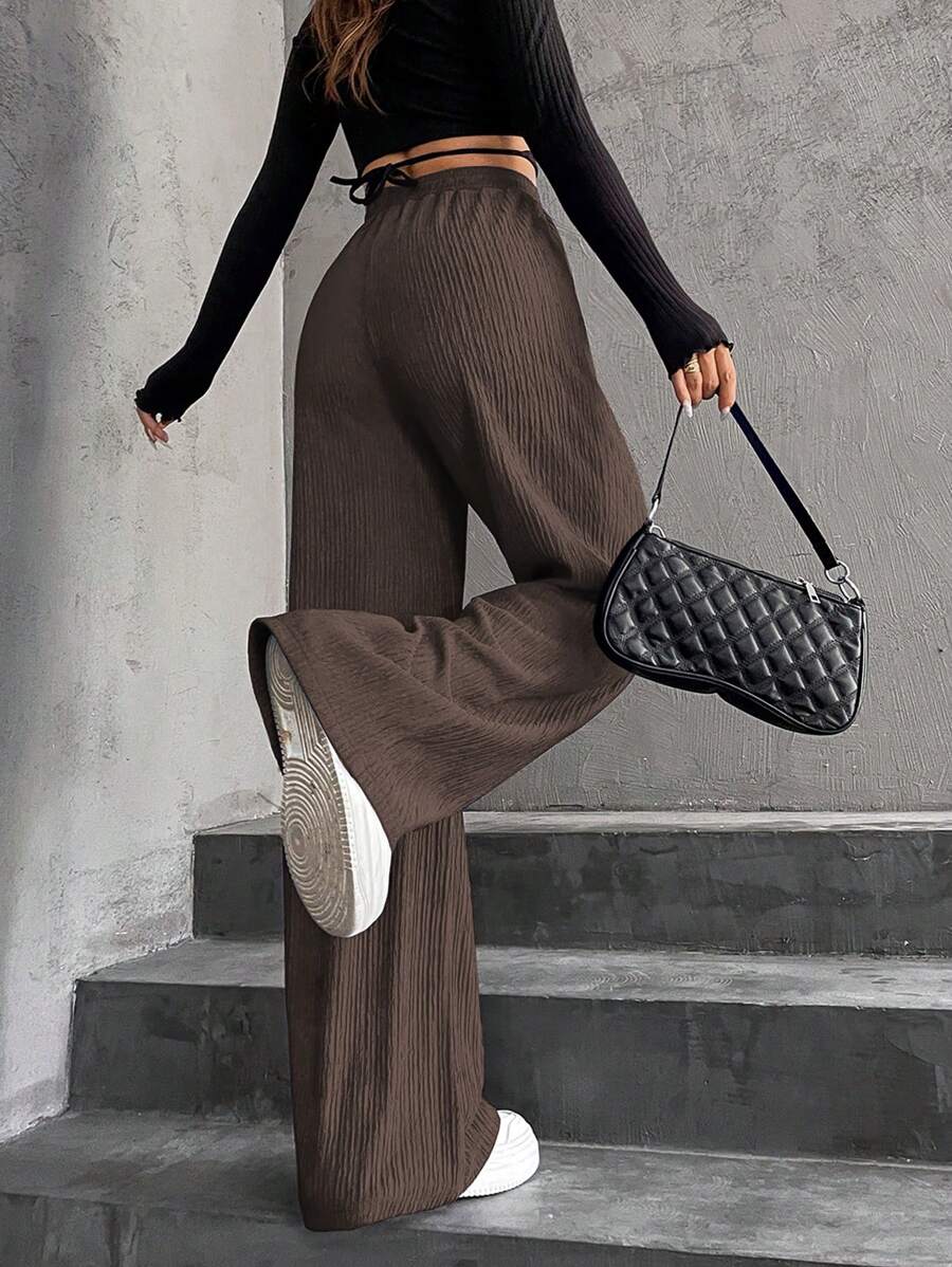 Flirla Solid Wide Leg Pants | SHEIN USA