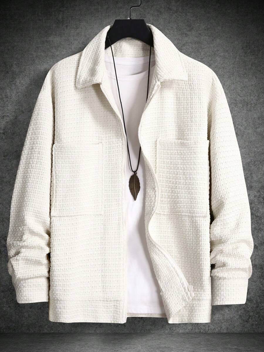 Manfinity Homme Men Solid Dual Pocket Front Loose Shacket Without Tee ...