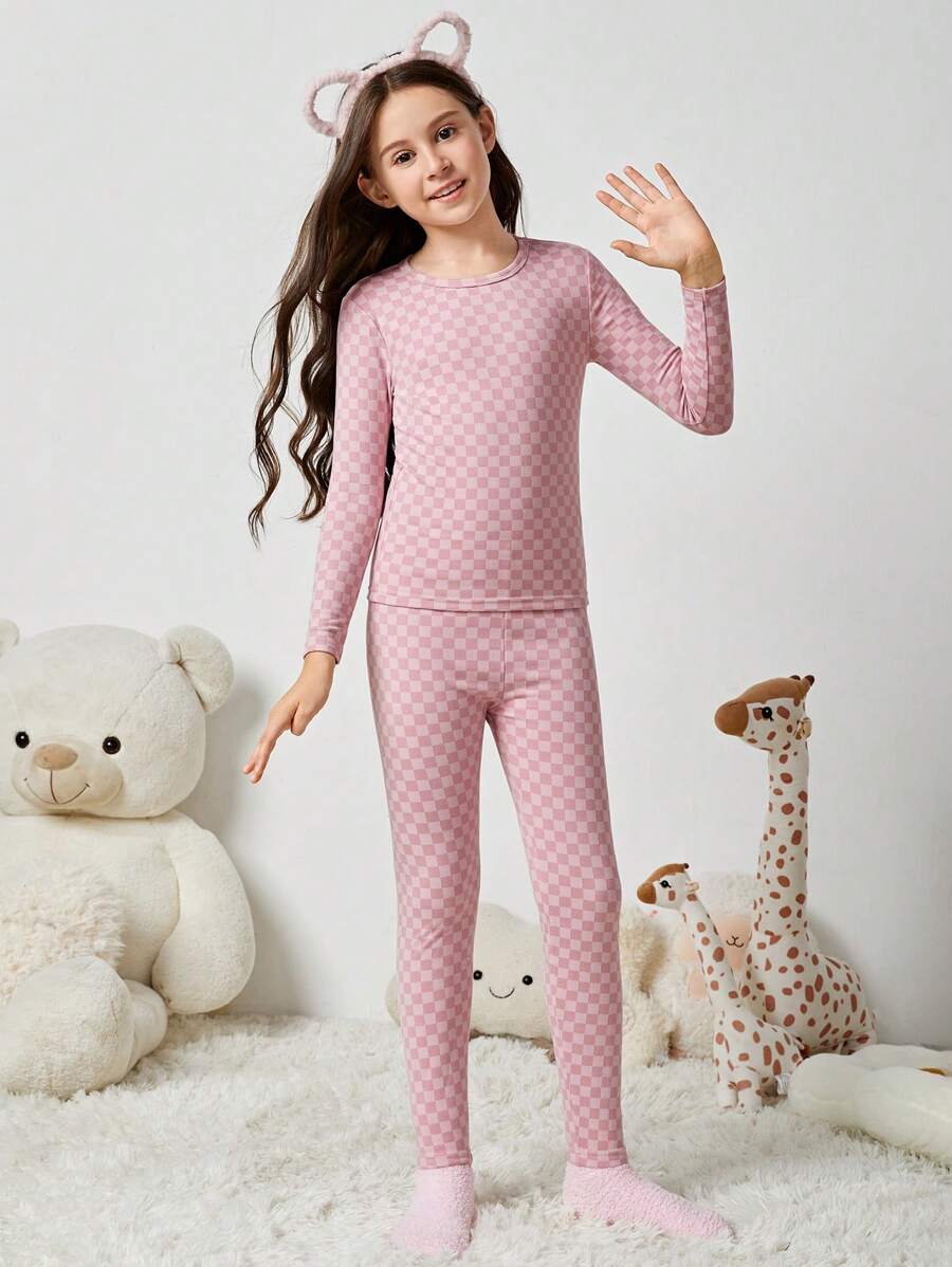 Chica preadolescente con estampado de cuadros Ropa interior Set | Moda ...