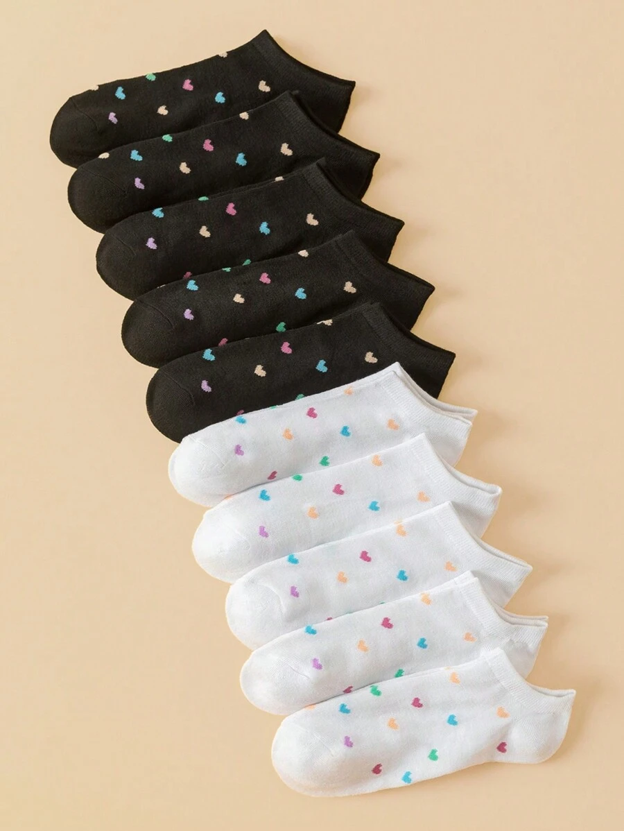 Maryam Alam 10 คู่ ถุงเท้าสั้น ลายเจ็คการ์ด รูปหัวใจ "Artist Girlcore ...