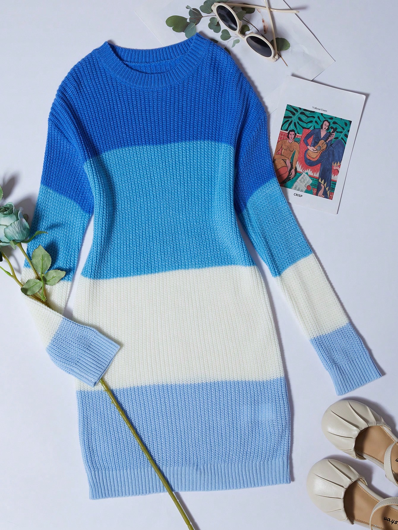 Tween Girl Color Block Ribbed Knit Sweater Dress | SHEIN USA