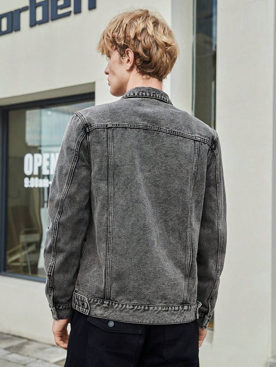 Manfinity Hypemode Men 1pc Flap Pocket Denim Jacket | SHEIN UK