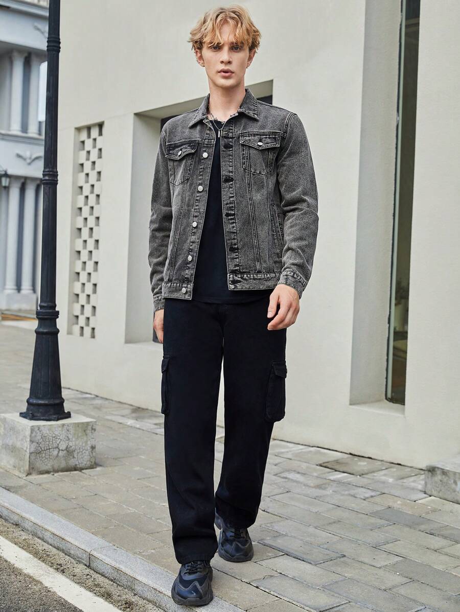 Manfinity Hypemode Men 1pc Flap Pocket Denim Jacket | SHEIN UK