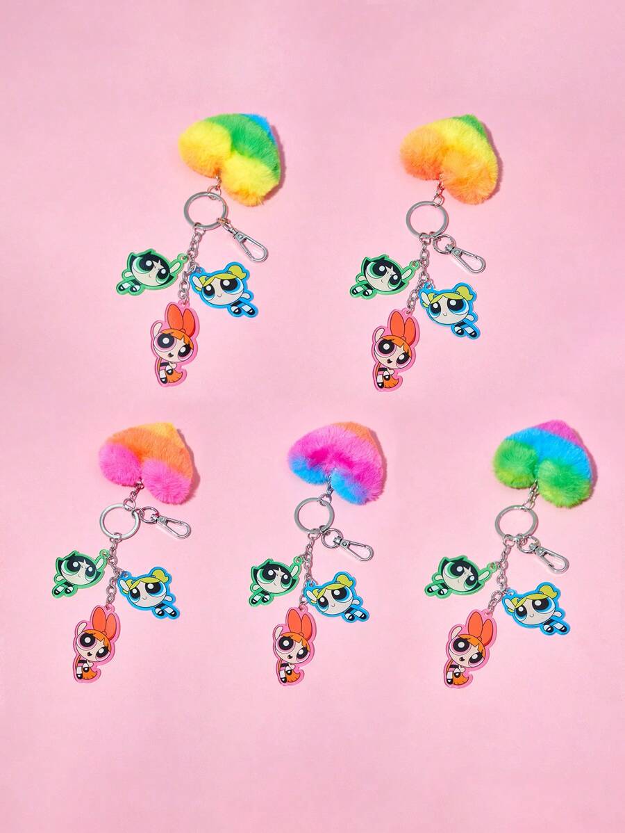 THE POWERPUFF GIRLS X SHEIN Cartoon Character Heart Shape Plush ...