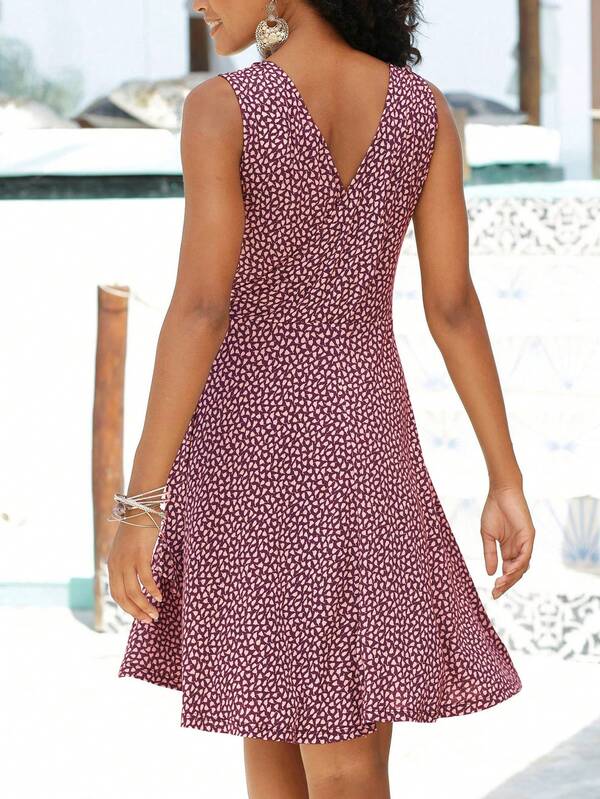 Allover Print Knot Side Wrap Dress | SHEIN USA