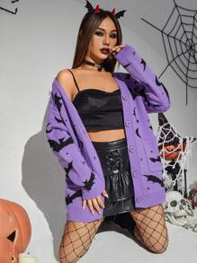 PUNK Cardigan mit Halloween Fledermaus Muster, Drop Shoulder | aktuelle ...
