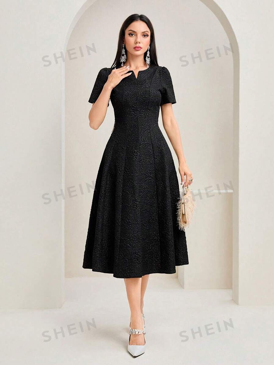 SHEIN Modely Solid A-line Dress | SHEIN USA