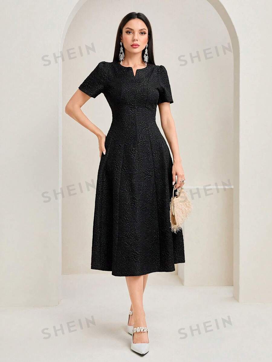 SHEIN Modely Solid A-line Dress | SHEIN USA