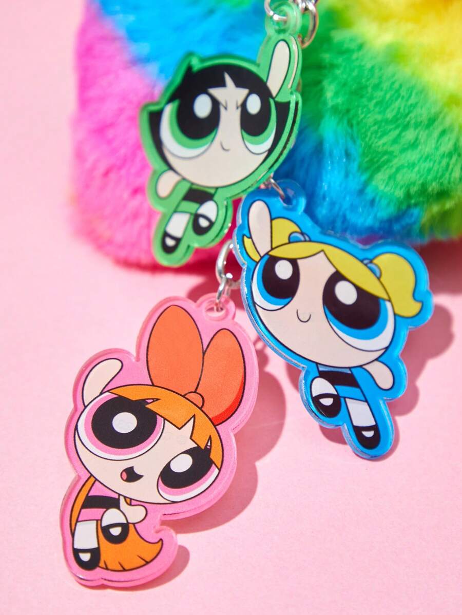 THE POWERPUFF GIRLS X SHEIN Cartoon Character Heart Shape Fluffy ...