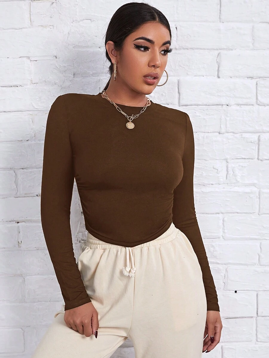 SHEIN Essnce Solid Form Fitted Tee | SHEIN USA