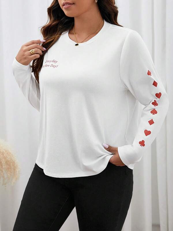 Shein Frenchy Plus Heart And Slogan Graphic Tee Shein Usa