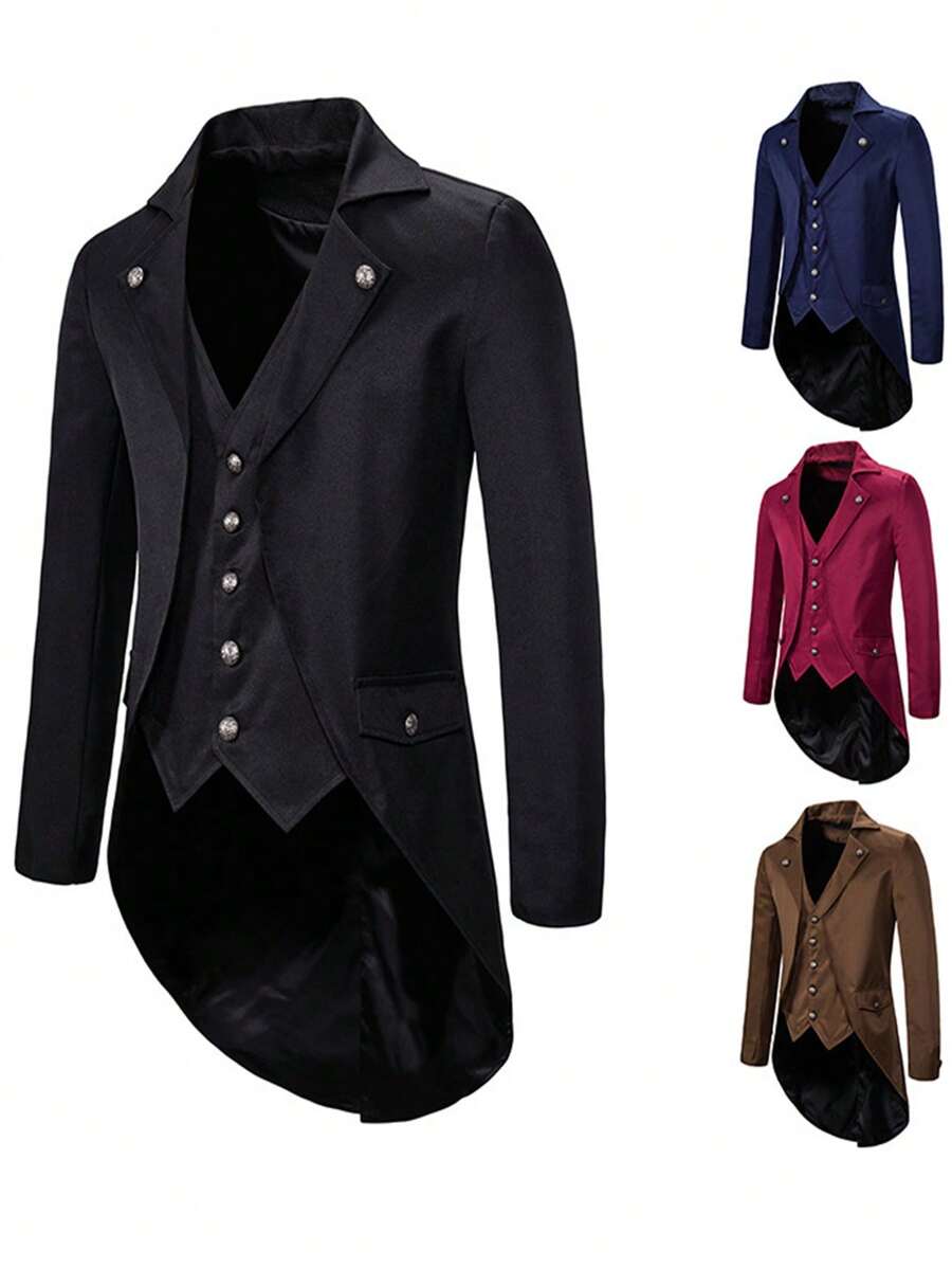 Men Button Front High Low Hem Blazer | SHEIN USA