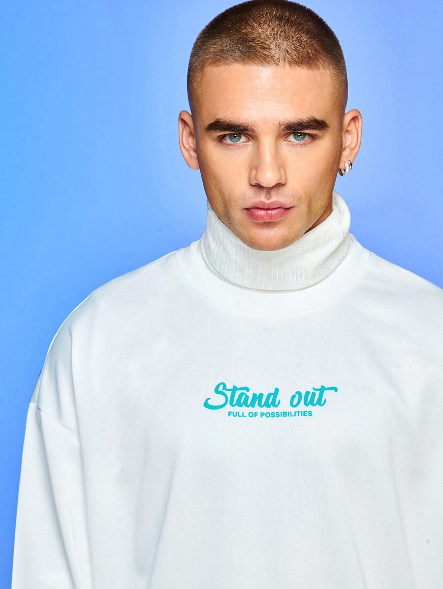 Manfinity EMRG Men Slogan & Cartoon Graphic Drop Shoulder Sweatshirt ...