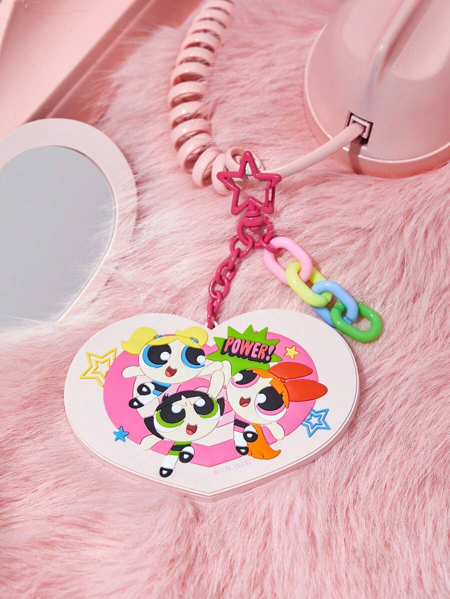 THE POWERPUFF GIRLS X SHEIN Pink Portable Pocket Mirror Keychain | SHEIN UK
