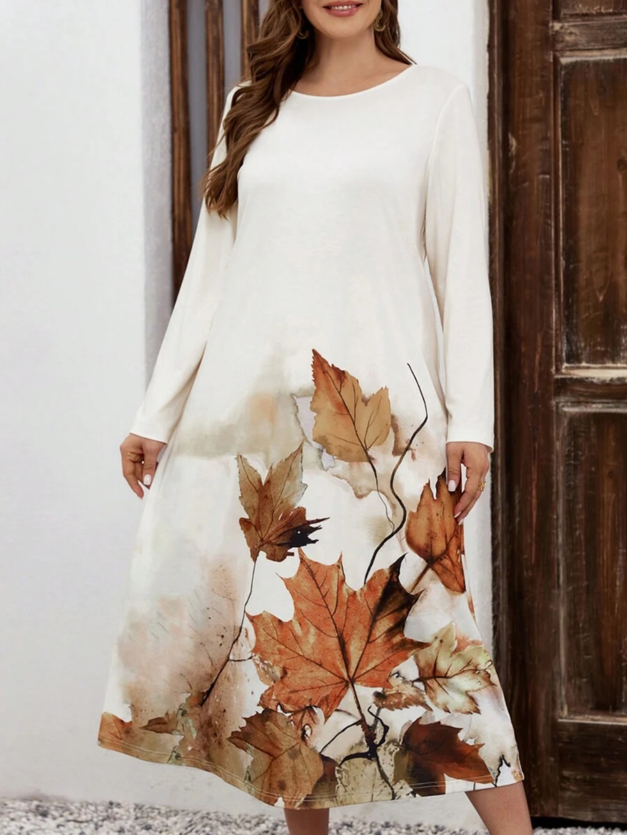 EMERY ROSE Plus Plants Print Tee Dress | SHEIN USA