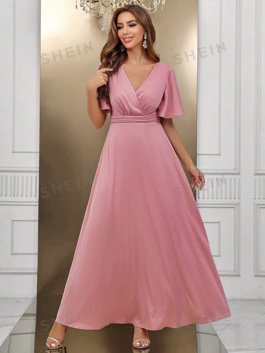 Shein Belle Surplice Neck Butterfly Sleeve Bridesmaid Dress Shein Usa