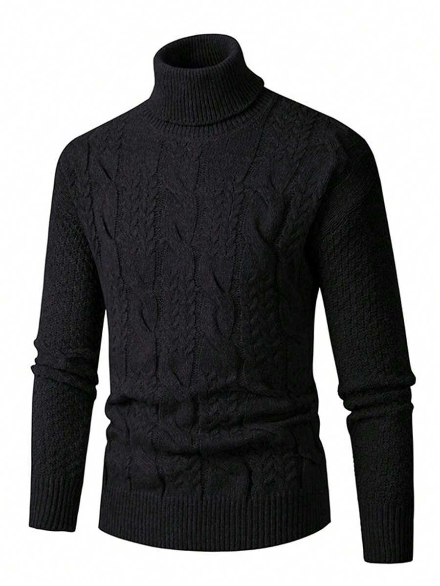 Men Turtleneck Cable Knit Sweater | SHEIN USA