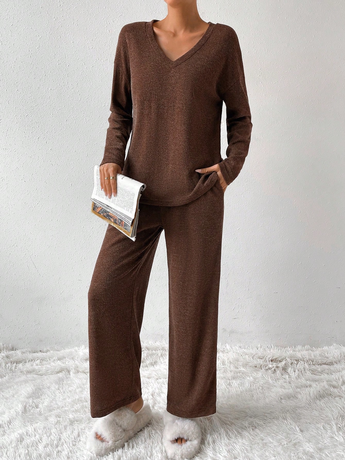 Shein Lune Drop Shoulder Tee And Wide Leg Pants Shein Usa