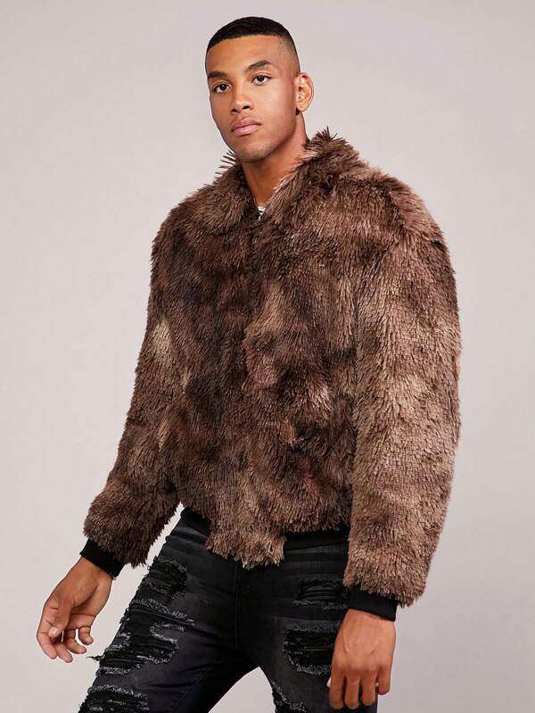 Manfinity AFTRDRK Men Solid Zip Up Fuzzy Jacket | SHEIN USA