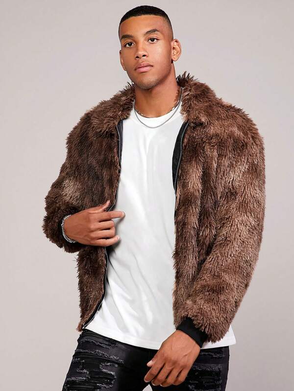 Manfinity AFTRDRK Men Solid Zip Up Fuzzy Jacket | SHEIN USA