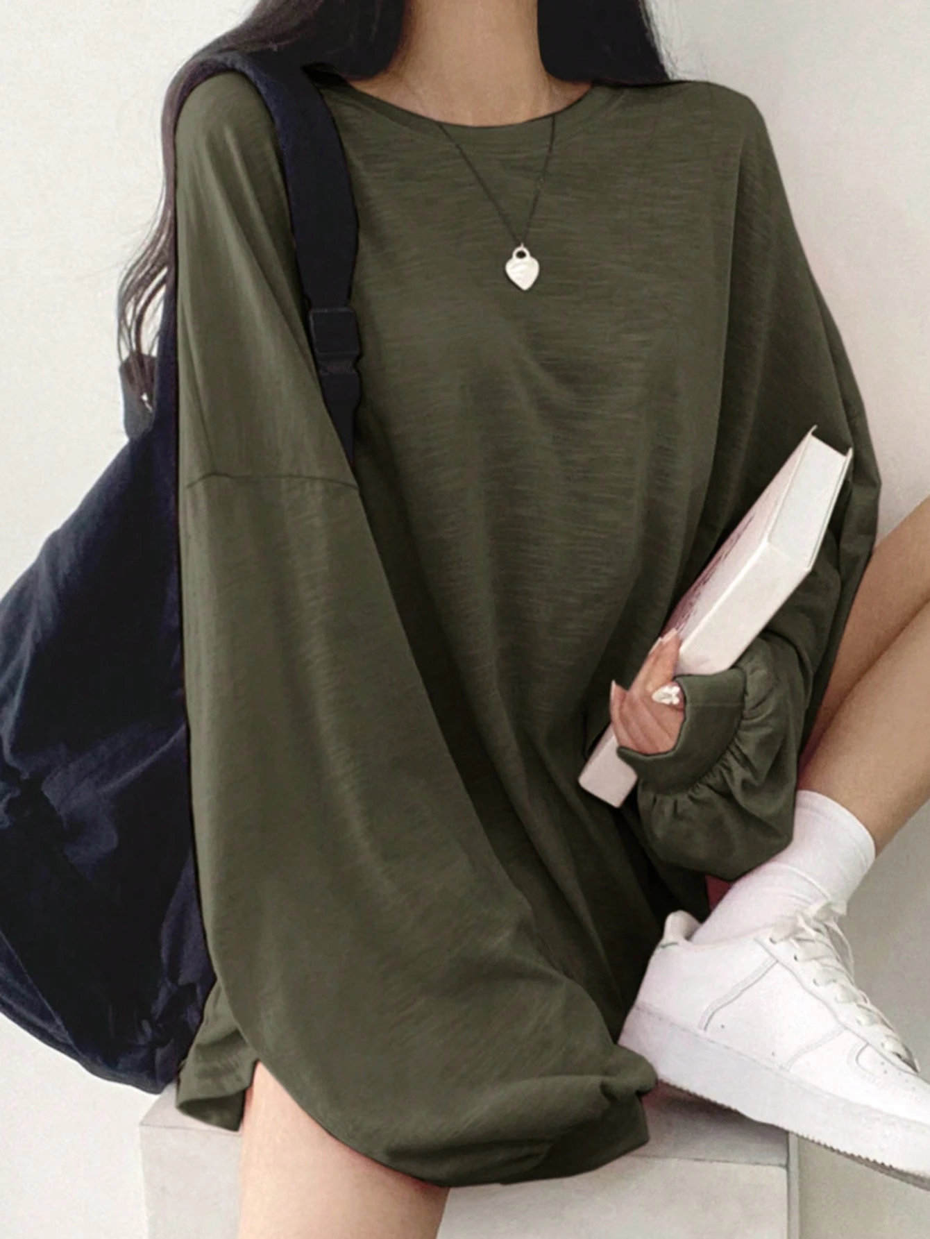 DAZY Solid Drop Shoulder Oversized Tee | SHEIN USA