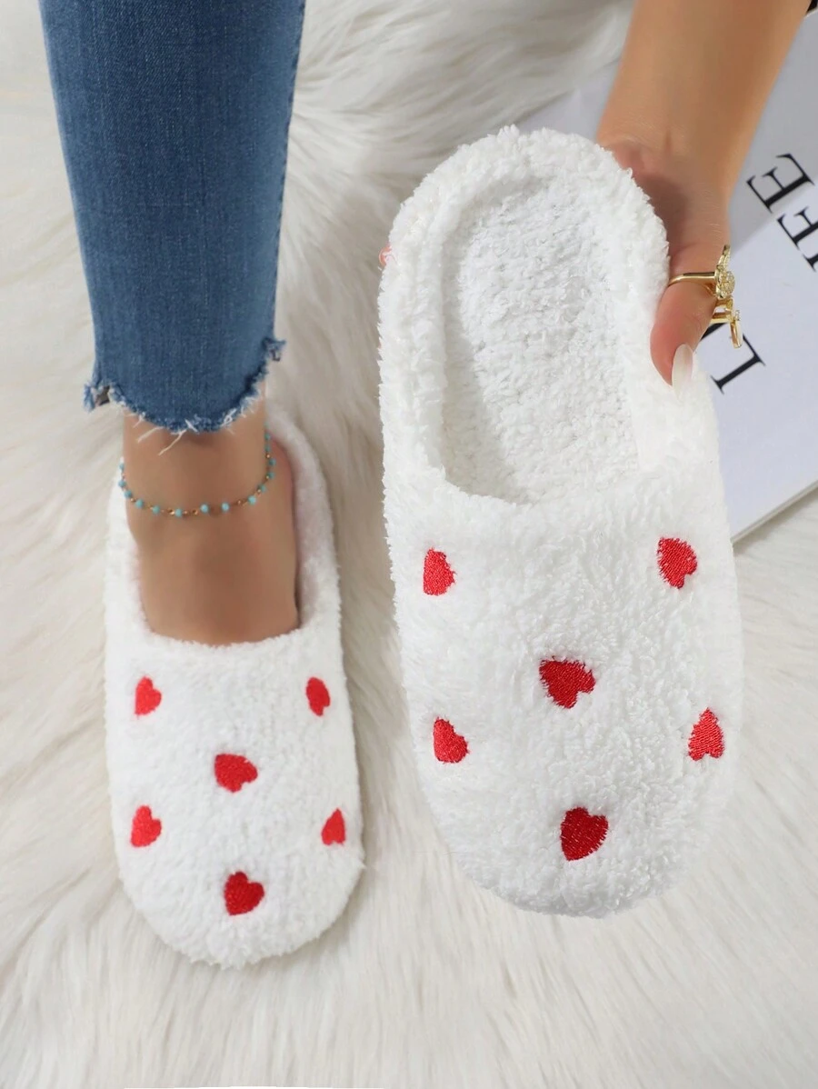 Fruit Embroidered Plush Soft-sole Silent Women's House Slippers | SHEIN USA