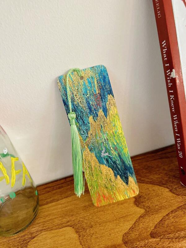 GALLERY K 3pcs Abstract Oil Painting Print Tassel Decorated Bookmarks ...