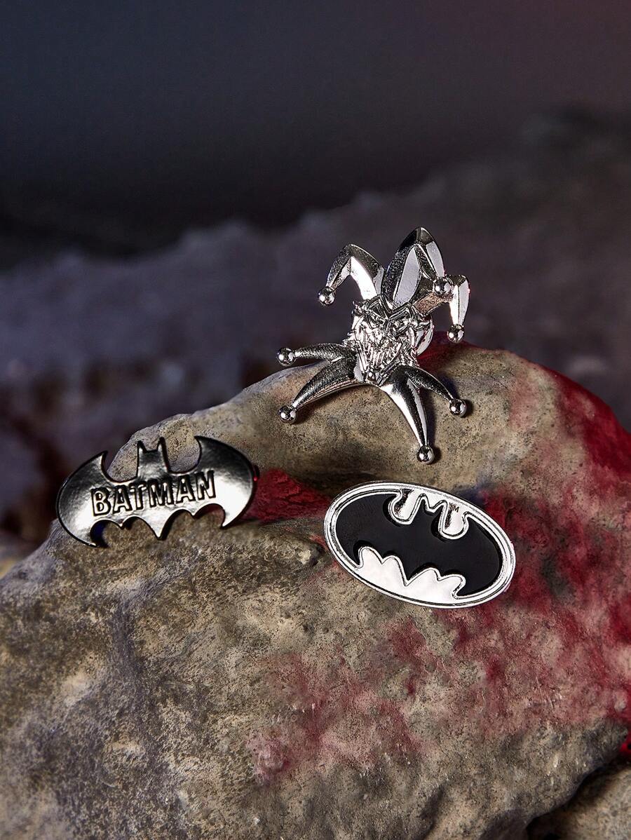 BATMAN X SHEIN 3pcs/Set Bat Shaped Brooches,Zinc Alloy | SHEIN USA