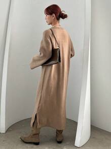 Dazy-Less Drop Shoulder Split Hem Sweater Dress | SHEIN UK