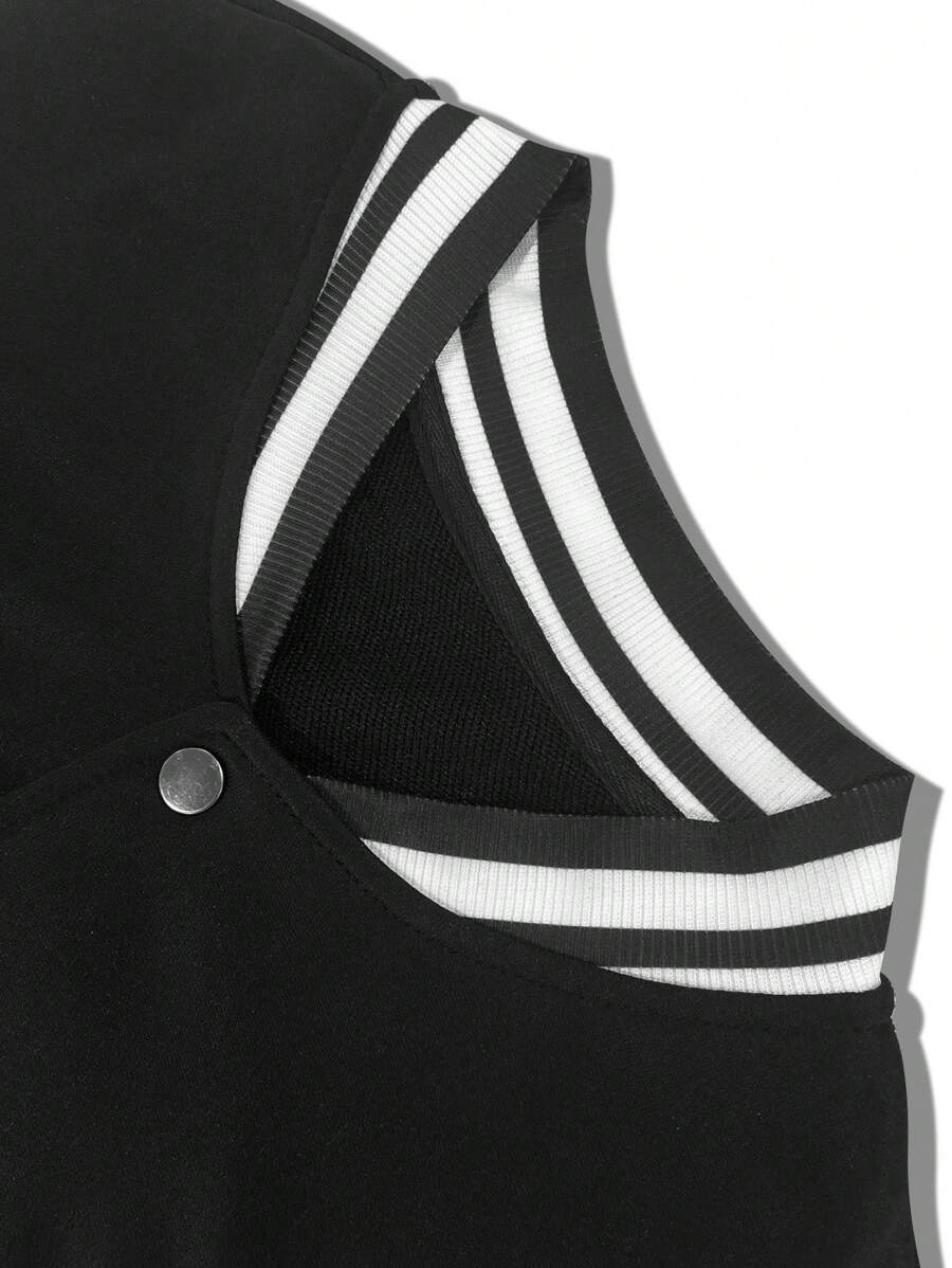 Manfinity Homme Men Letter Patched Striped Trim Colorblock Varsity Jacket | SHEIN UK